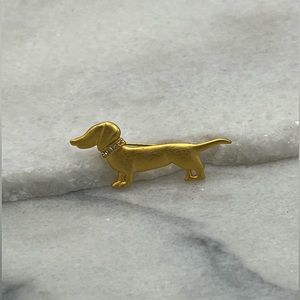 Jewelry | Nwot Gold Daschund Dog With Crystal Collar Brooch Pin | Poshmark